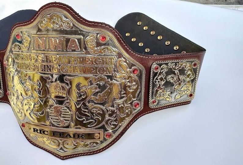 NWA Big Gold Dual Plated World Heavyweight Championship Title Belt Wwe ...