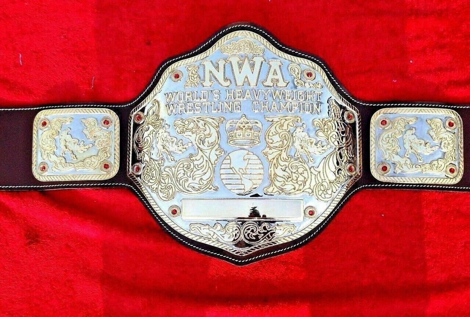 NWA Big Gold Heavyweight Championship Wrestling Belt Dual Plated Wwe ...