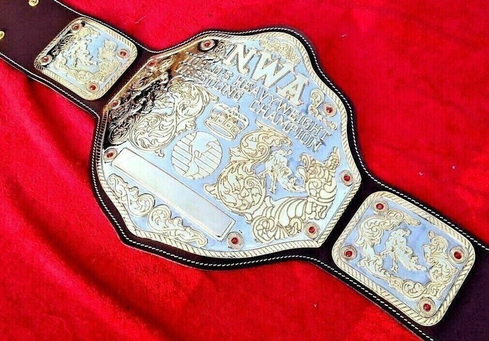 NWA Big Gold Heavyweight Championship Wrestling Belt Dual Plated Wwe ...