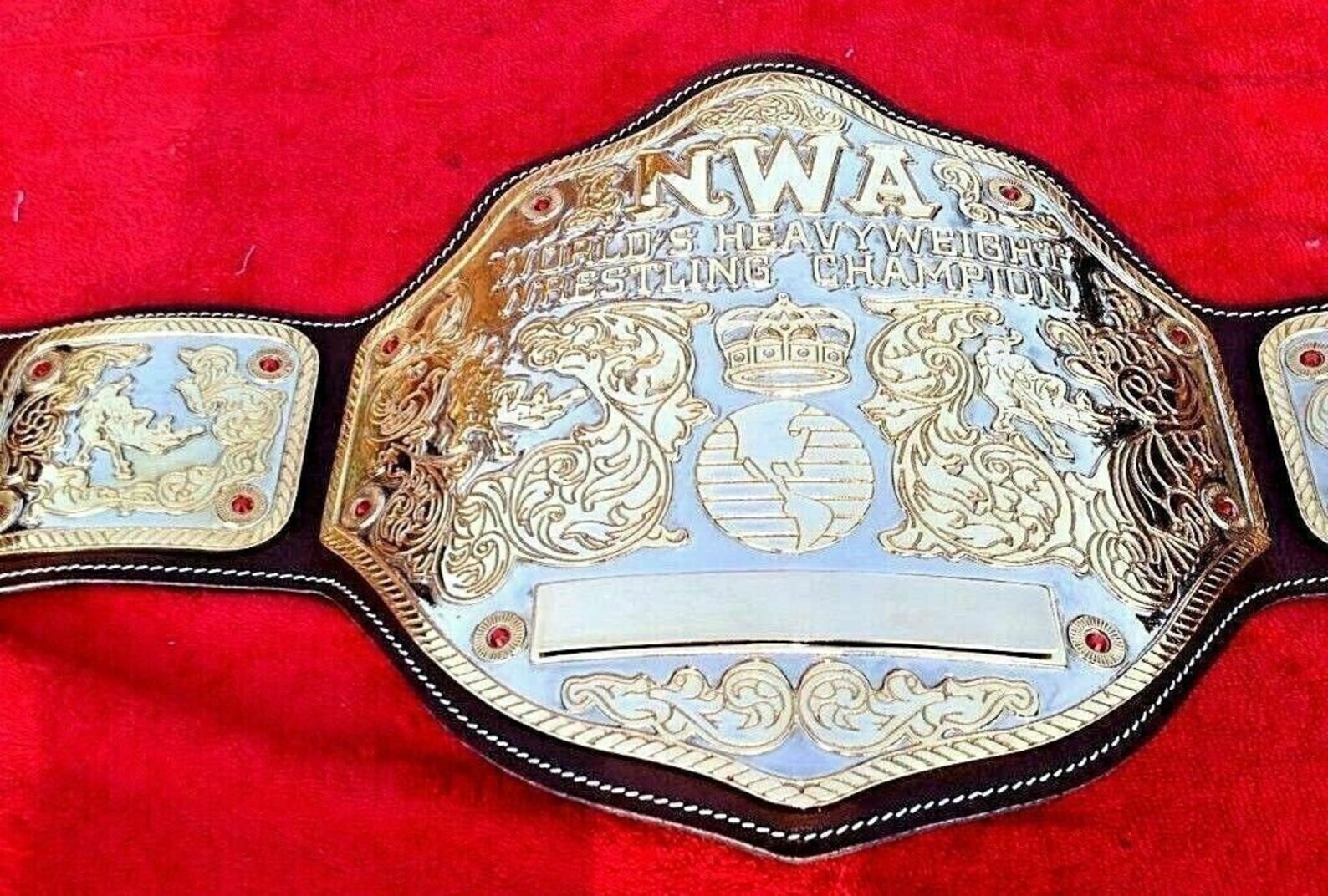 NWA Big Gold Heavyweight Championship Wrestling Belt Dual Plated Wwe ...