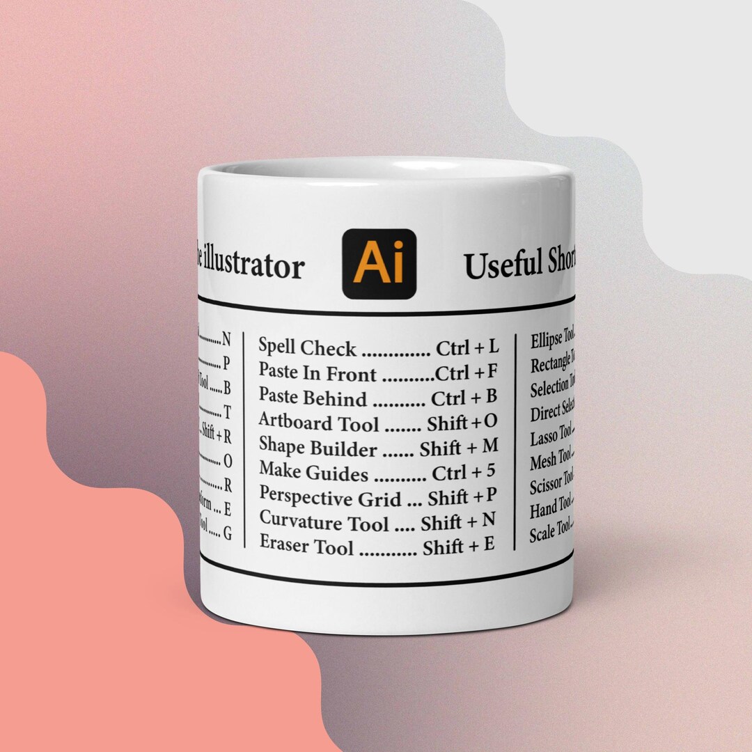 Adobe Illustrator Keyboard Shortcuts Mug for Windows Perfect Gift for ...