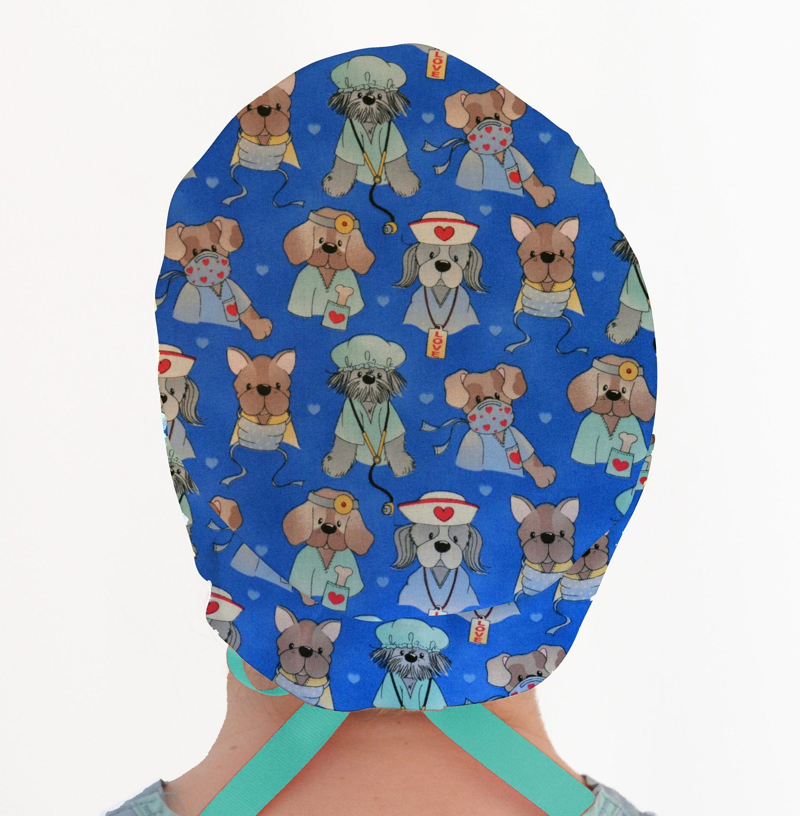 Dog Surgeon Scrub Cap, Puppy Euro Style Scrub Cap, Surgical Hat, Women ...