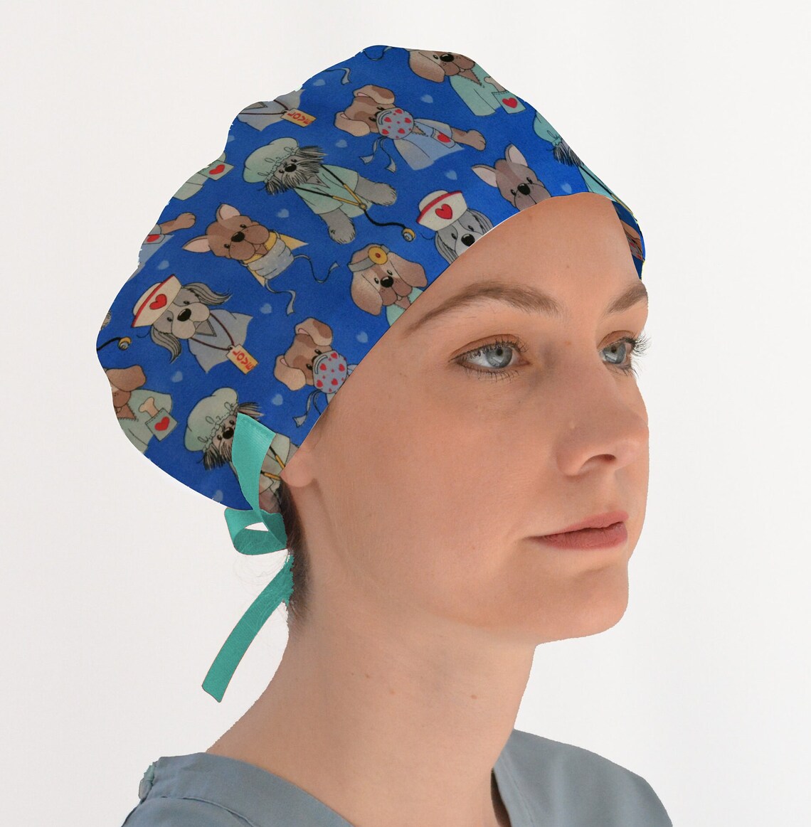 Dog Surgeon Scrub Cap, Puppy Euro Style Scrub Cap, Surgical Hat, Women ...