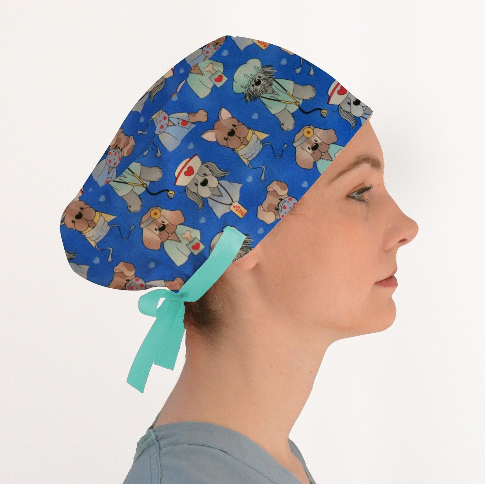 Dog Surgeon Scrub Cap, Puppy Euro Style Scrub Cap, Surgical Hat, Women ...
