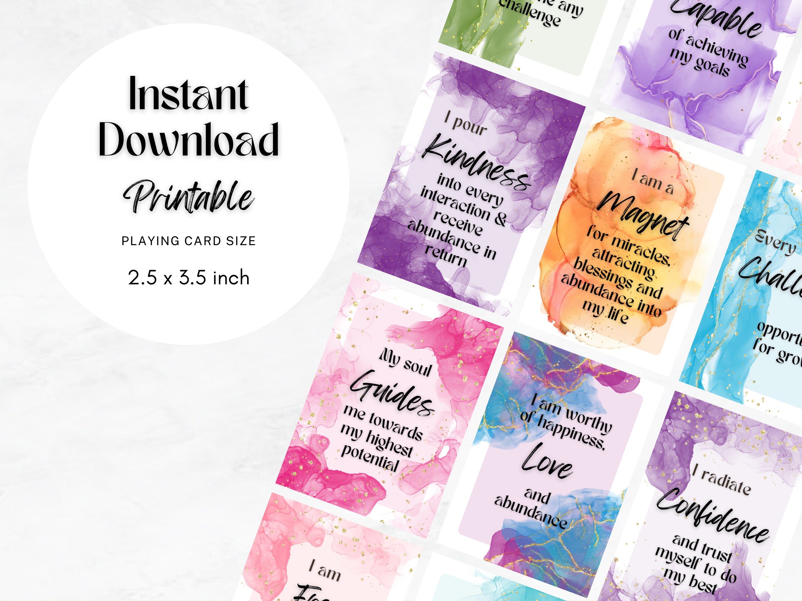 Self Love Affirmation Cards Colorful Daily Affirmation Card Printable ...
