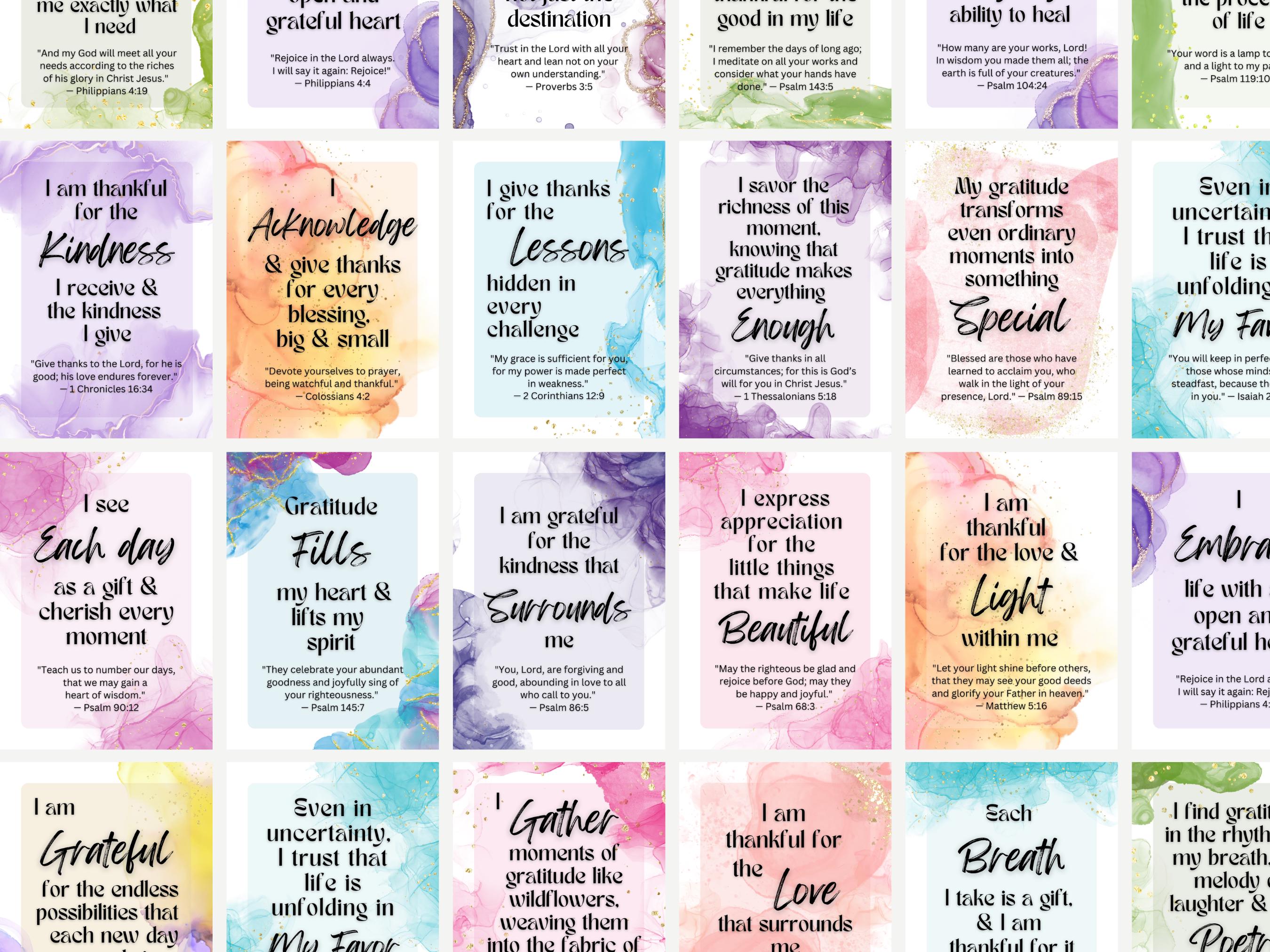 Scripture-based Gratitude Cards: 60 Printable Affirmations With Bible ...