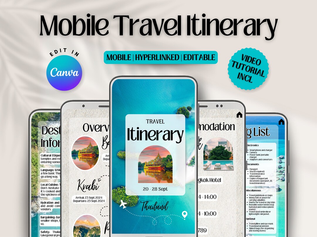 Travel Itinerary Mobile Travel Guide Itinerary Template Travel ...