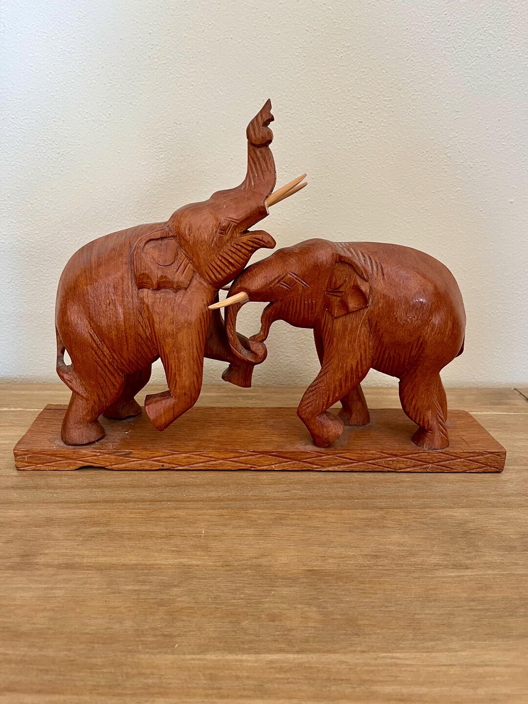 Teak Elephant Carving From Thailand, Home Decor, Elephants, Wood Art - Etsy