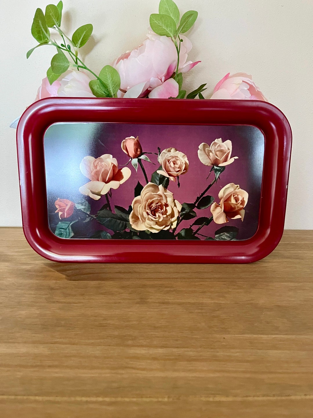 Vintage Metal Serving Tray: Roses Decor, Collectible Serveware - Etsy