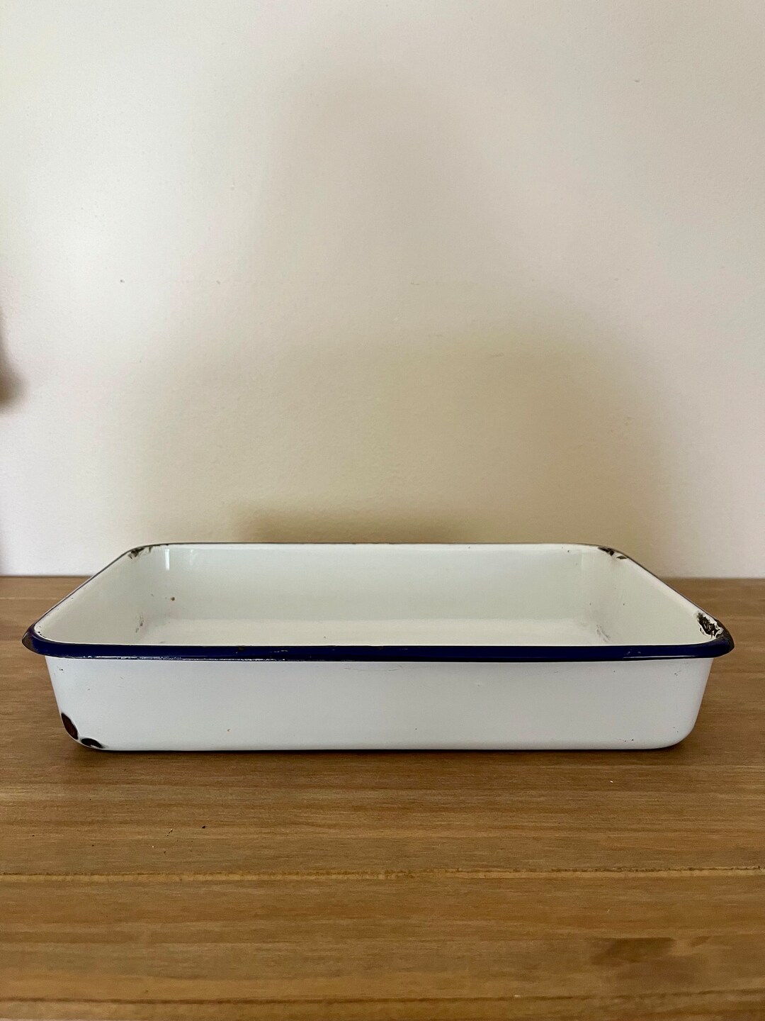 Enamel Baking Pan, Vintage Enamelware, Vintage Metal Pan - Etsy
