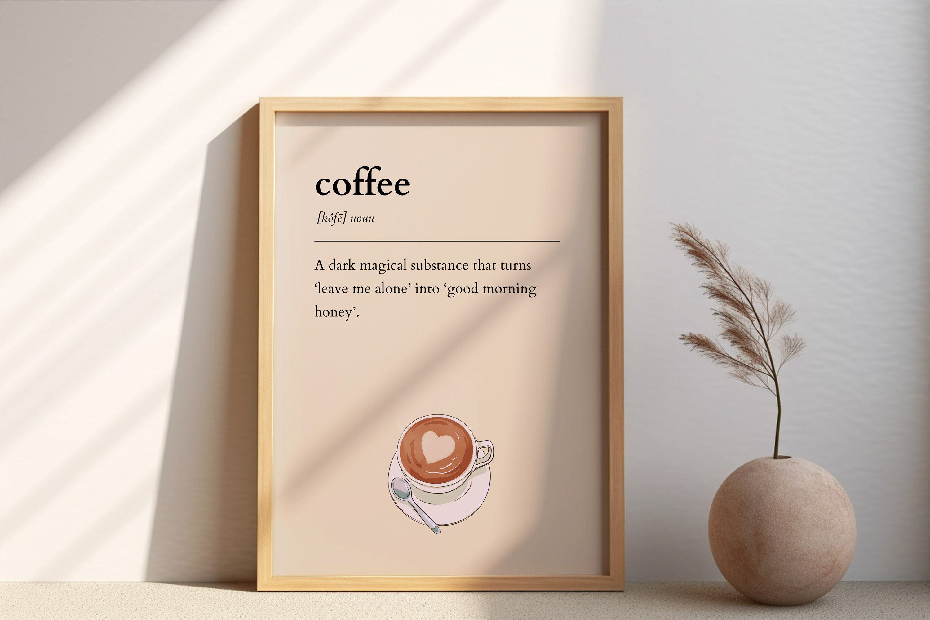 Cozy Coffee Art, Funny Coffee Description, Printable, Digital Art, Home ...