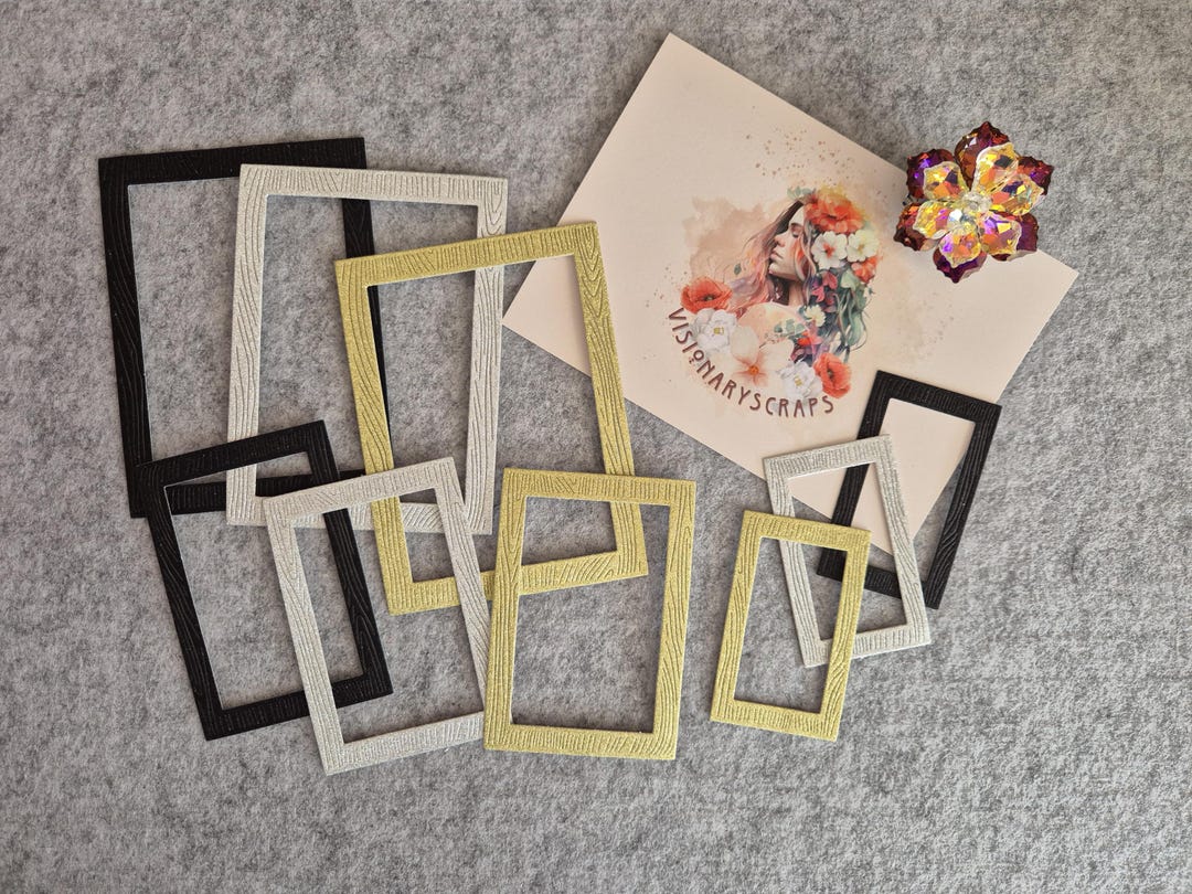 Die-cuts Set glitterwood Rahmen in Holz-optik 3 Farben 9 Stanzteile ...