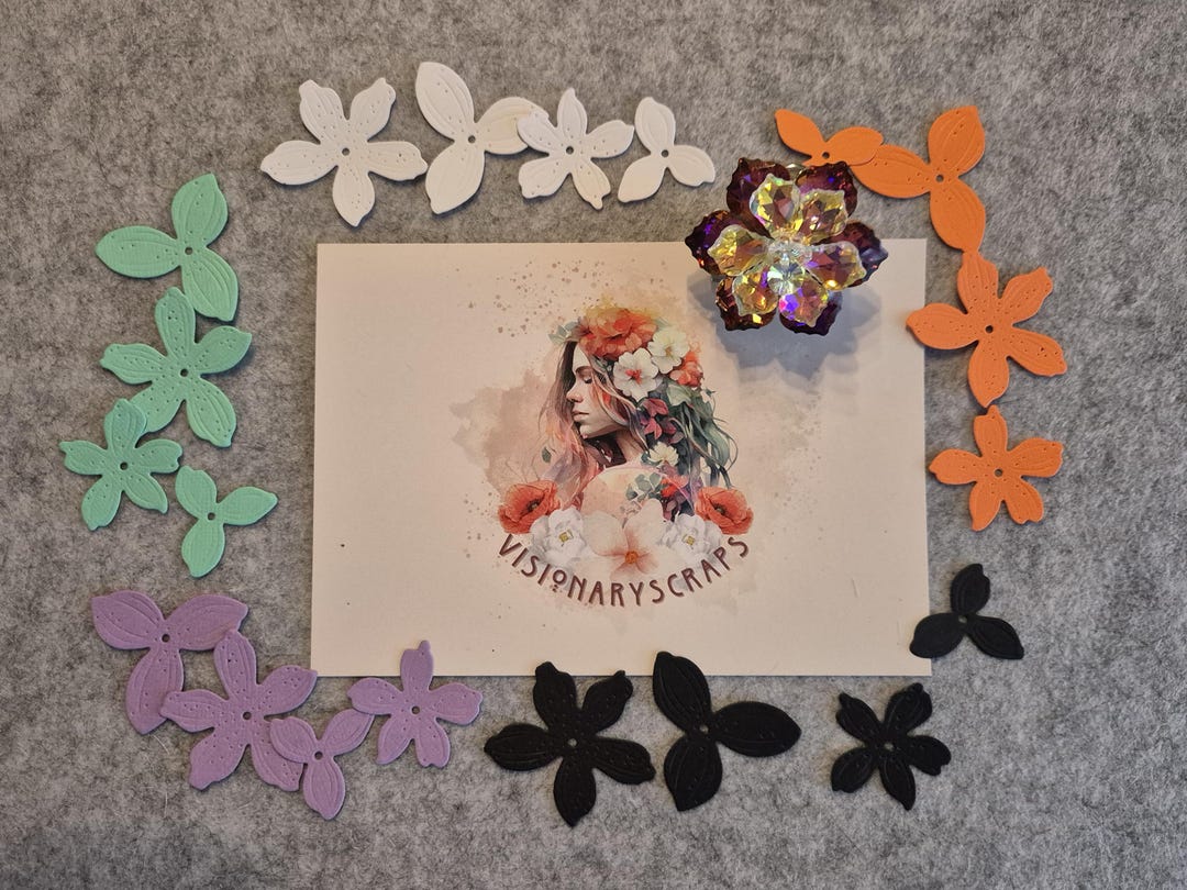 Die-cuts "flower Power" Set 3 | Fünf Farben - 20 Stanzteile | Weiß ...