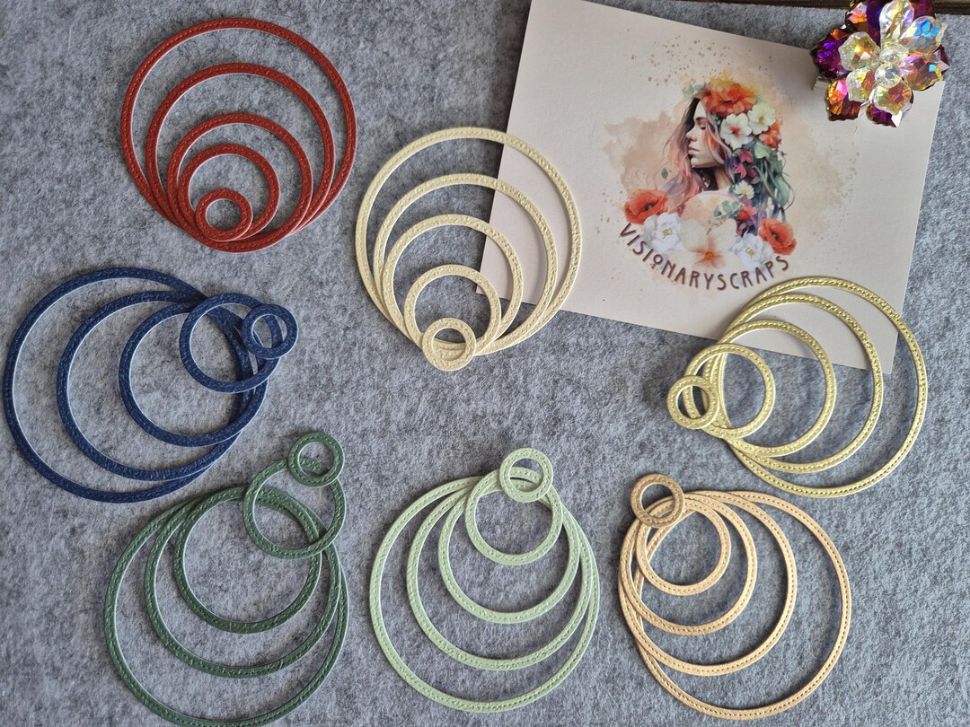 Die-cuts Set "slim Circles" | 35 Stanzteile | 7 Farben | Geprägtes ...
