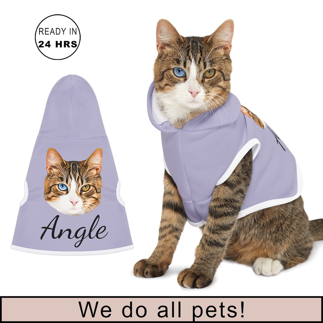 Personalized Pet Hoodie Using Pet Photo Name Personalized Cat Sweater Custom Cat Clothes Outfits ...