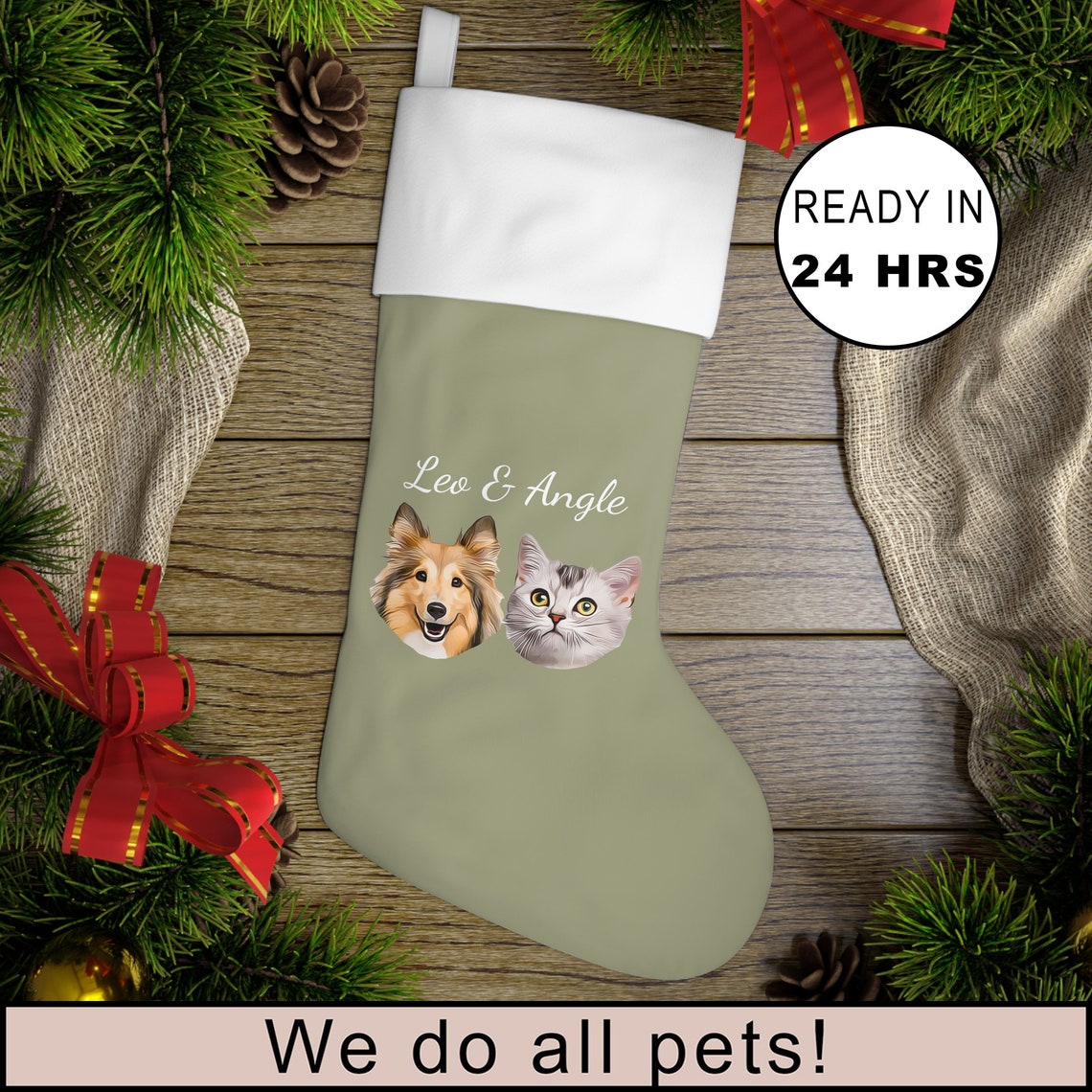 Personalized Pet Stocking Using Pet's Photo Name Custom Christmas Dog ...