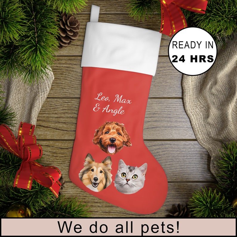 Personalized Pet Stocking Using Pet's Photo Name Custom Christmas Dog ...