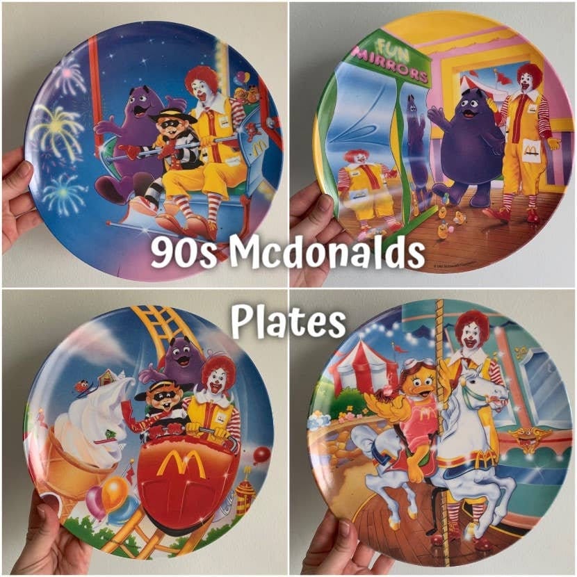 Vintage 90s Mcdonalds Plates Grimace Hamburglar Birdie YOU CHOOSE - Etsy