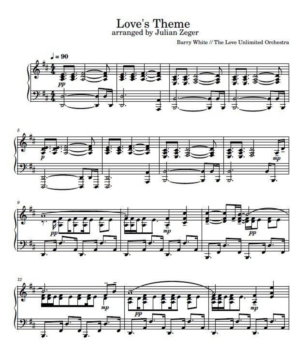 Love's Theme (barry White) - Piano Sheets by Julian - Etsy
