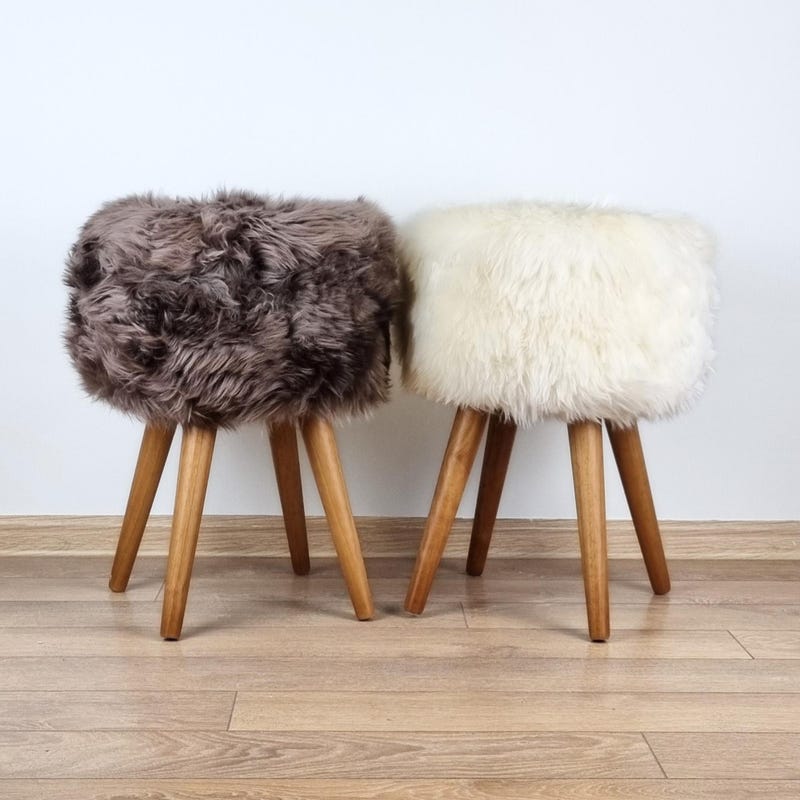 Sheepskin Stool Rustic - Etsy