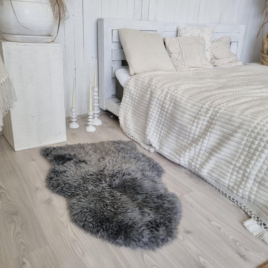 Chic Gray Sheepskin Pelt - Perfect for Rustic or Modern Interiors - Etsy
