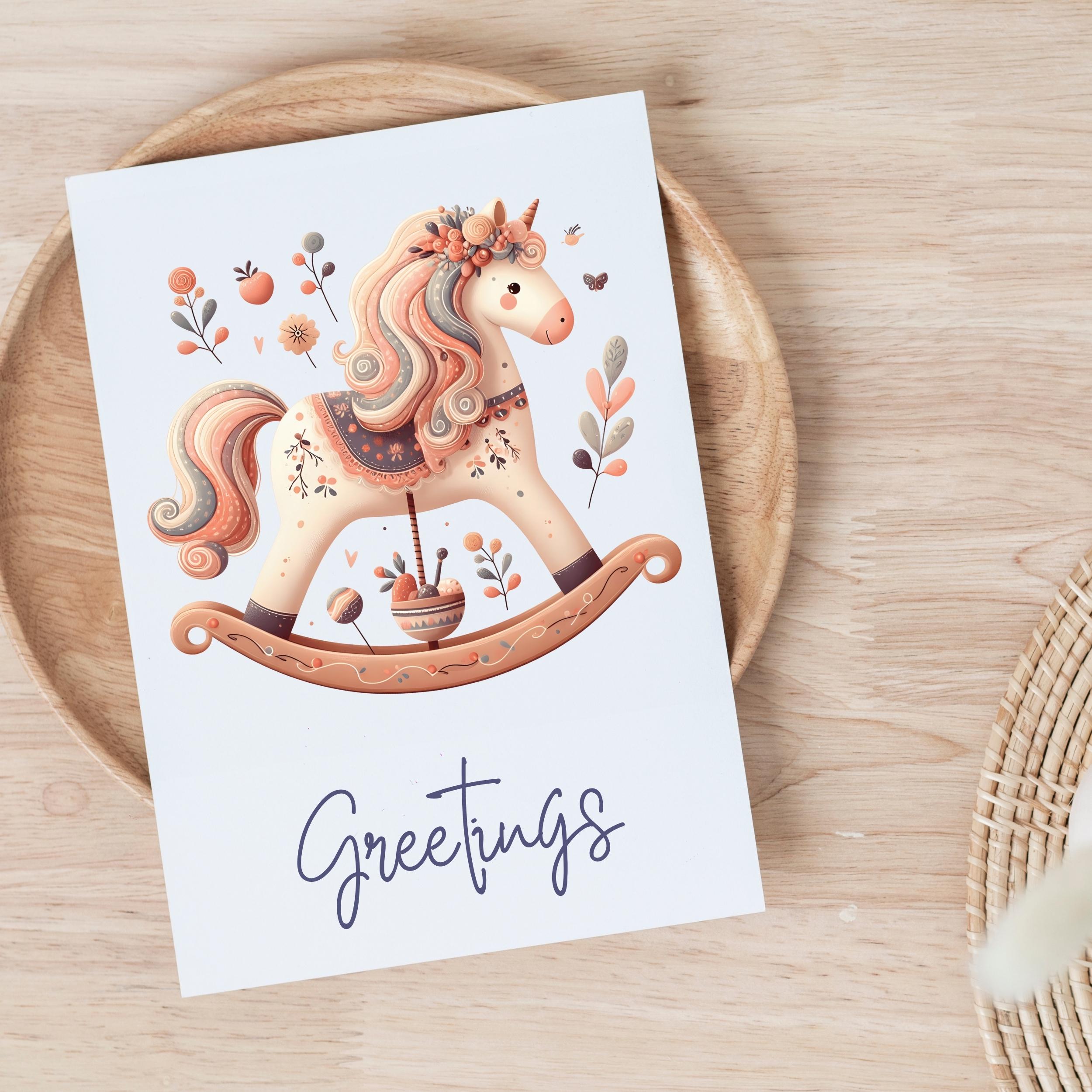 Pastel Rocking Horse Clipart | Whimsical Nursery Wall Art, Baby Room ...