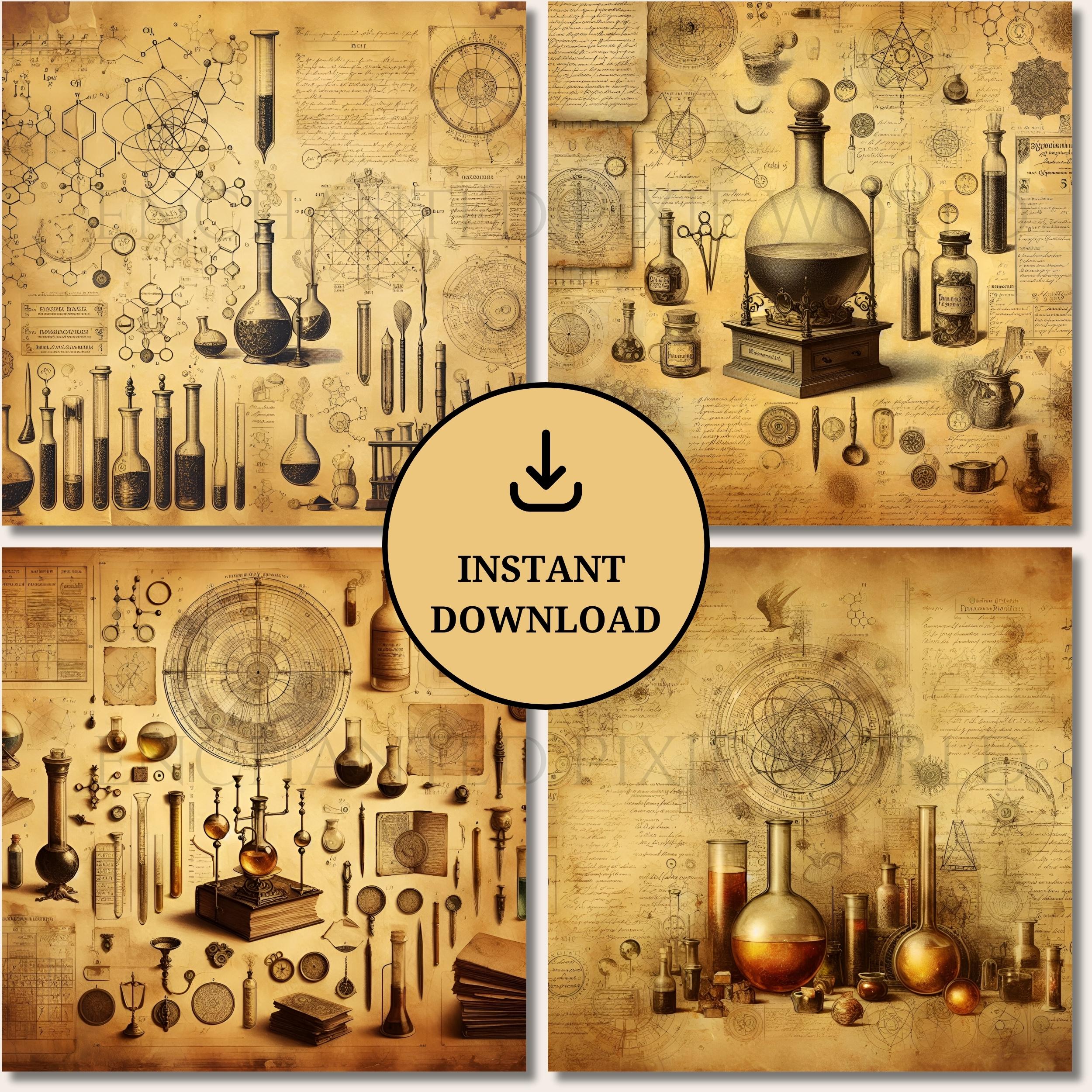 Alchemist Charts Digital Paper Pack – 16 Vintage Alchemy Backgrounds ...