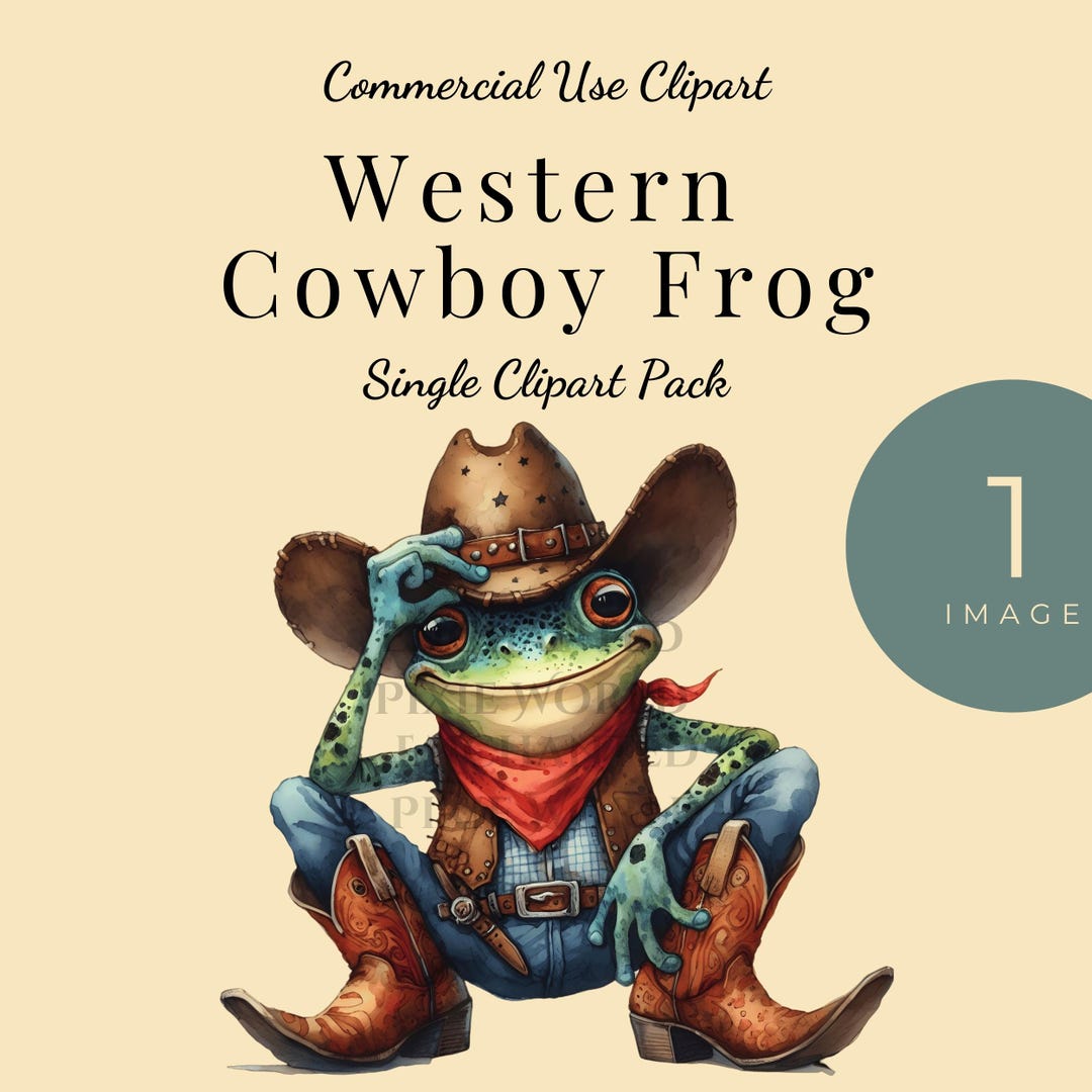 Western Cowboy Frog Clipart – Charming Frog Illustration With Cowboy ...