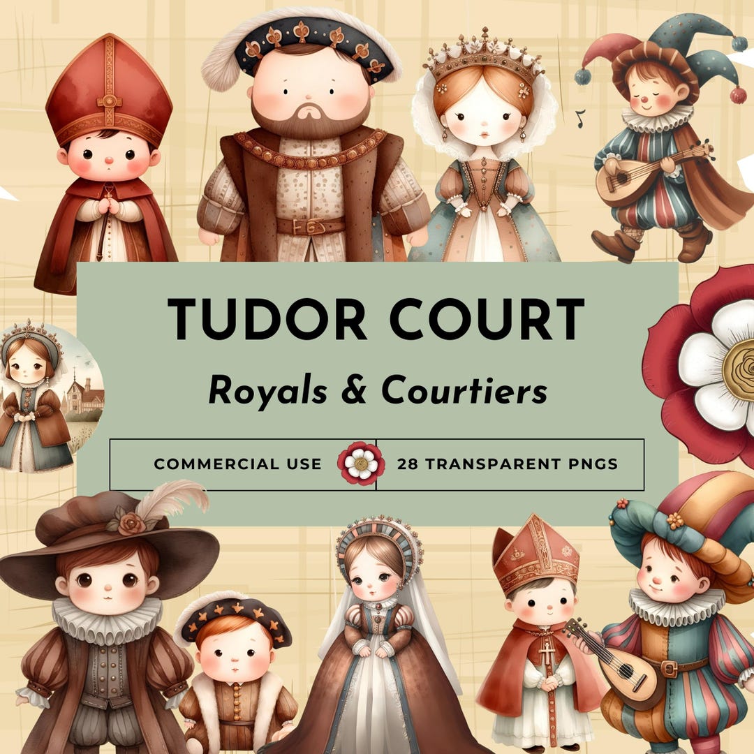 Tudor Court Clipart – 28 Cute Royals and Courtiers, Medieval Nobility ...