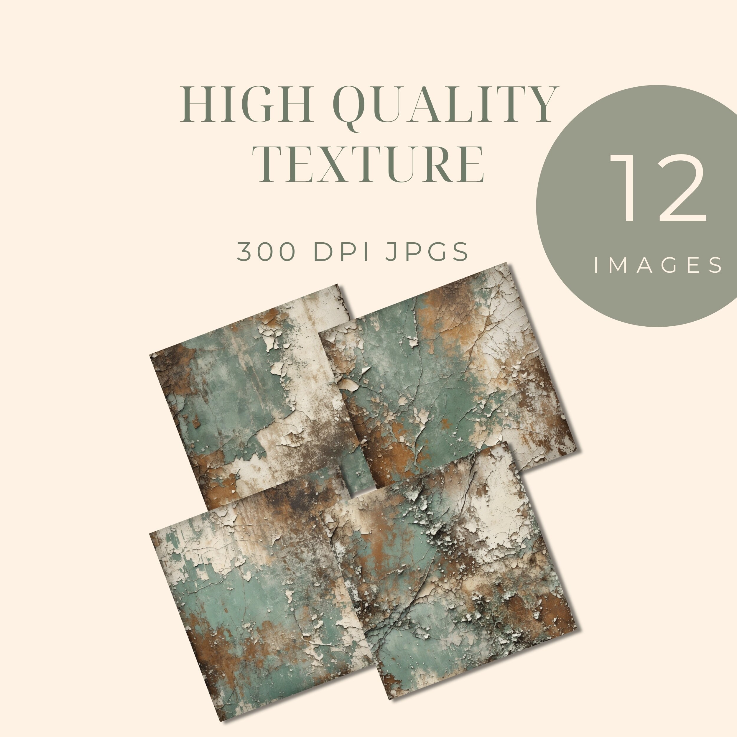 Distressed Grunge Sage Green Digital Papers, Rustic Cream Sepia Texture ...