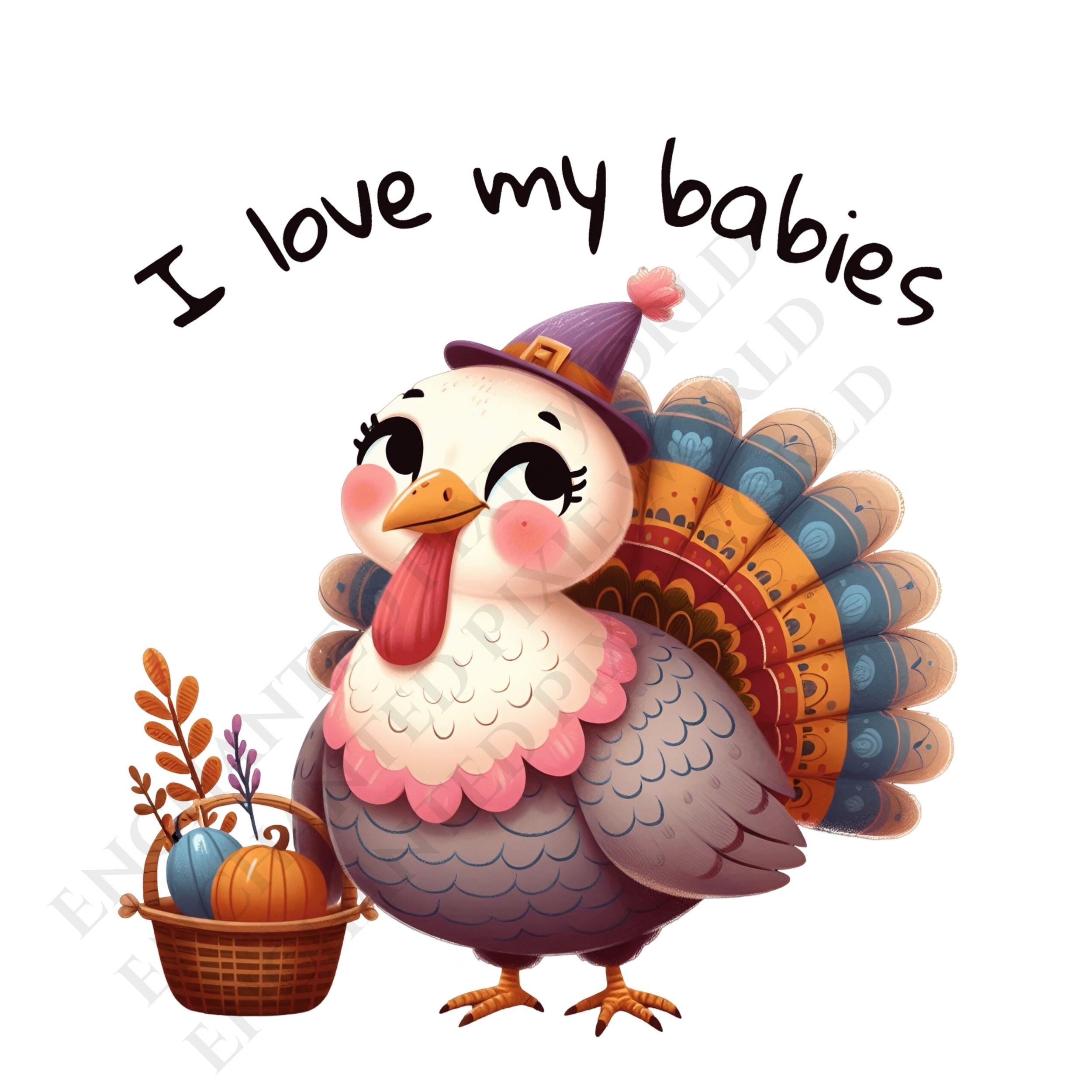 Save a Turkey Digital Paper - Whimsical Thanksgiving Poultry ...