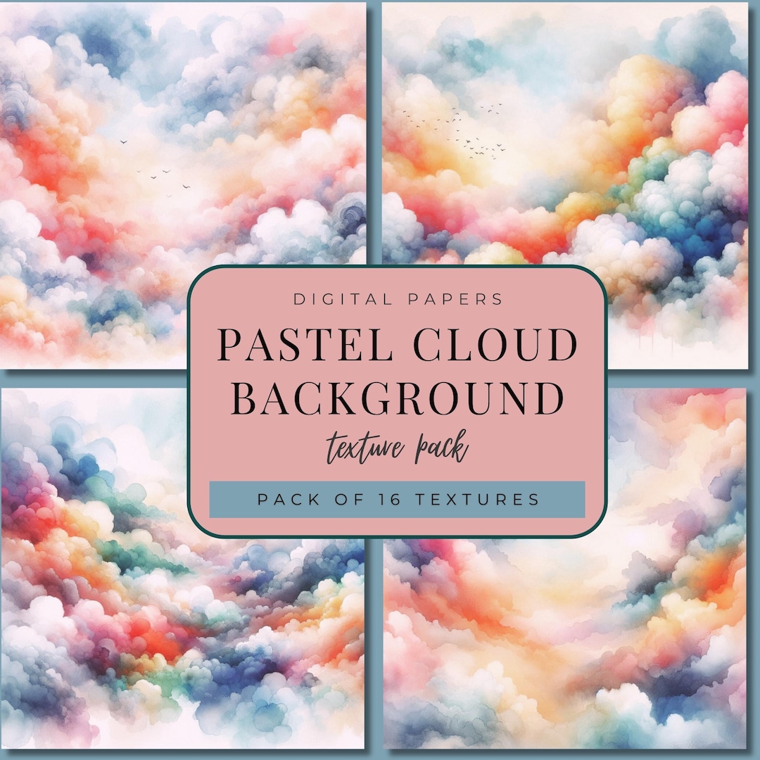Soft Pastel Cloud Watercolor Background, Dreamy Ethereal Sky Art ...