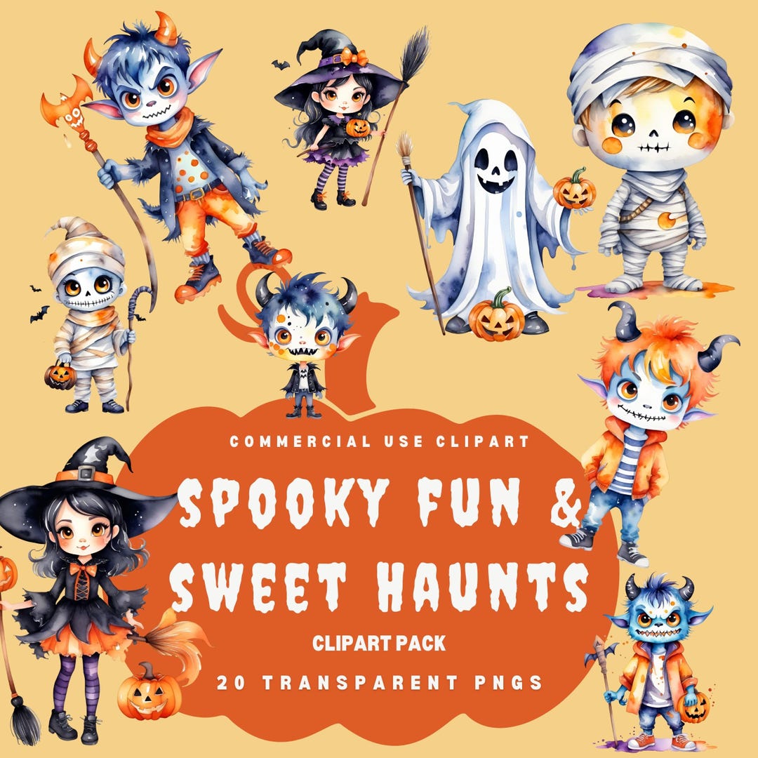 Halloween Spooky Haunts Clipart Pack Mummy Witch Ghost Monster ...