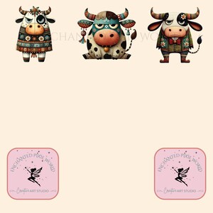 Grumpy Cow Clipart Pack - Whimsical Folk Art Illustrations With Playful ...