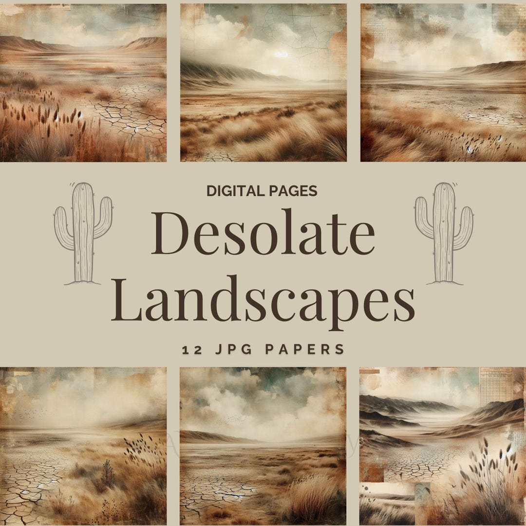 Desolate Landscapes Digital Paper Pack for Crafts, Grunge Aesthetic ...