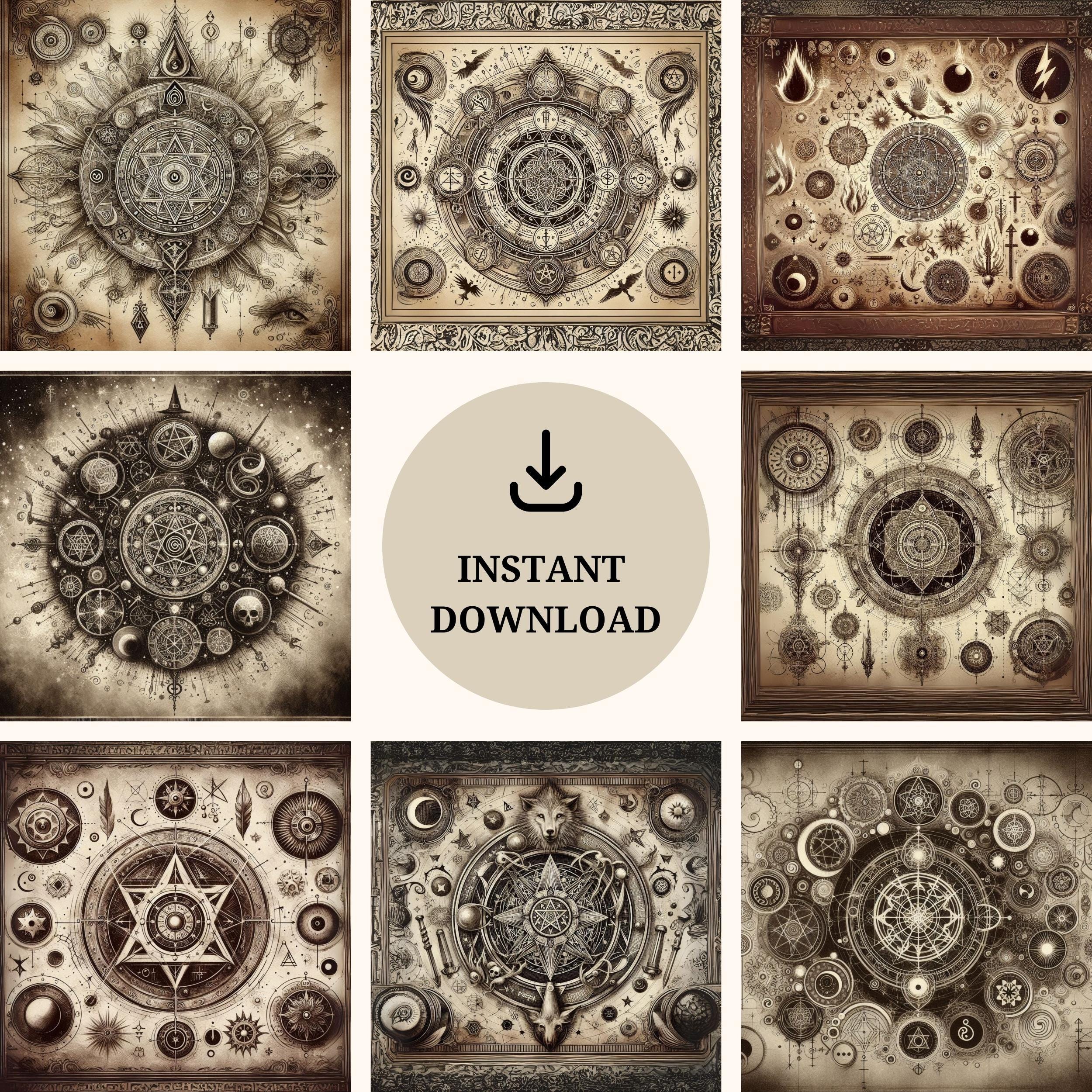 White Magic Symbols Digital Papers: Mystical Mandalas, Sacred Geometry ...