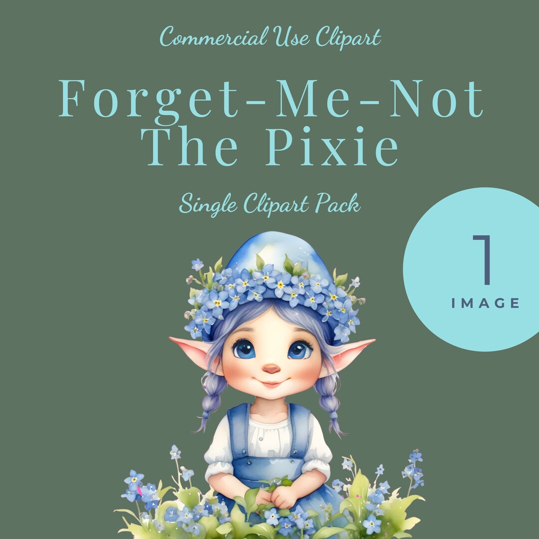 Pixie Forget Me Not Clipart Pack, Platted Hair With Flowers Digital Art ...