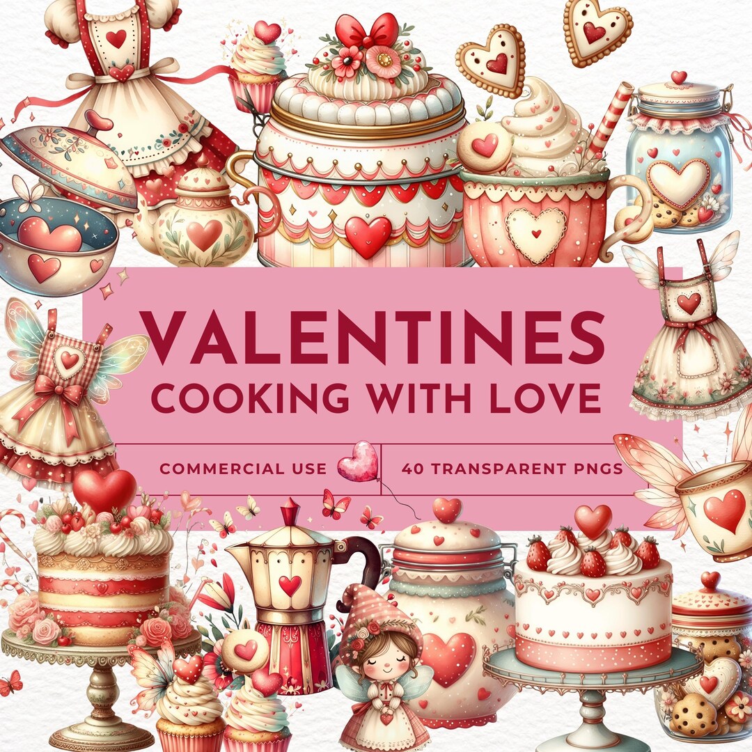 Cooking With Love Clipart – Fairy Tale Watercolor Kitchenware Graphics ...