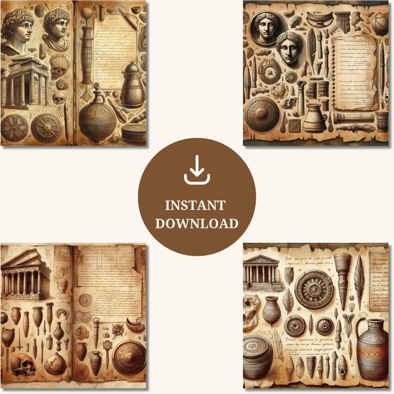 Ancient Roman Artifact Junk Journal Digital Papers | Archaeology Finds ...