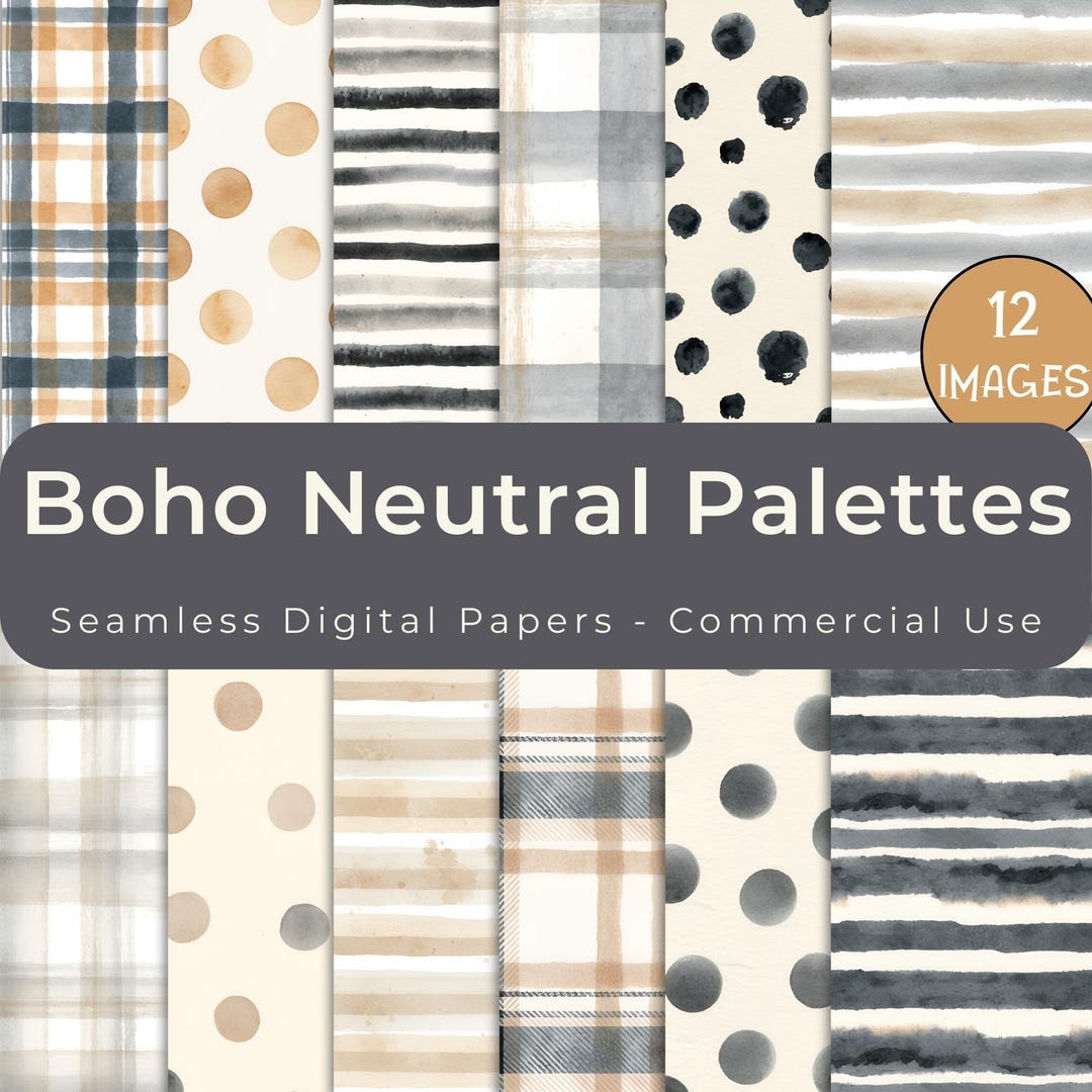 Boho Neutral Digital Paper – 12 Seamless Modern Minimalist Patterns - Etsy