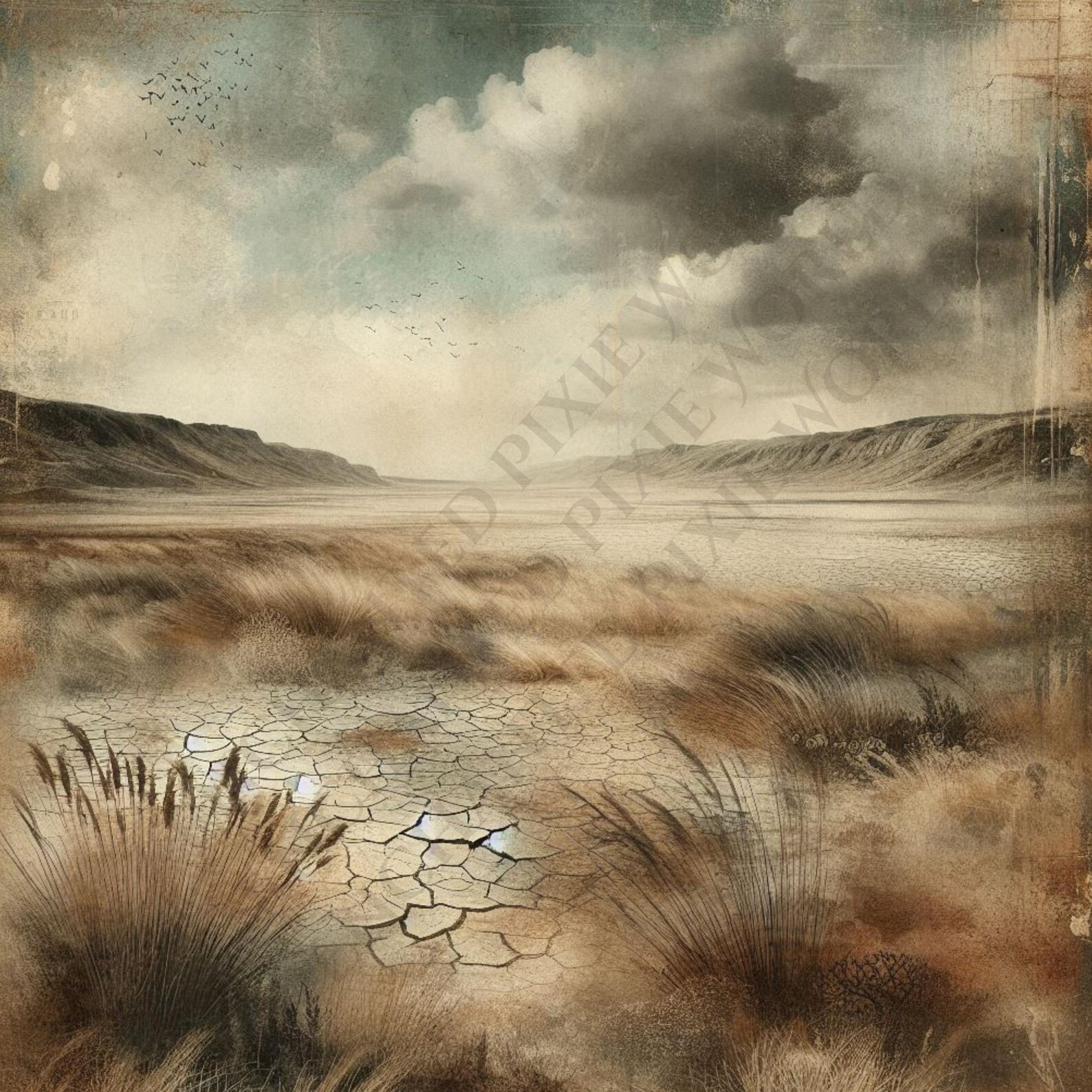 Desolate Landscapes Digital Paper Pack for Crafts, Grunge Aesthetic ...