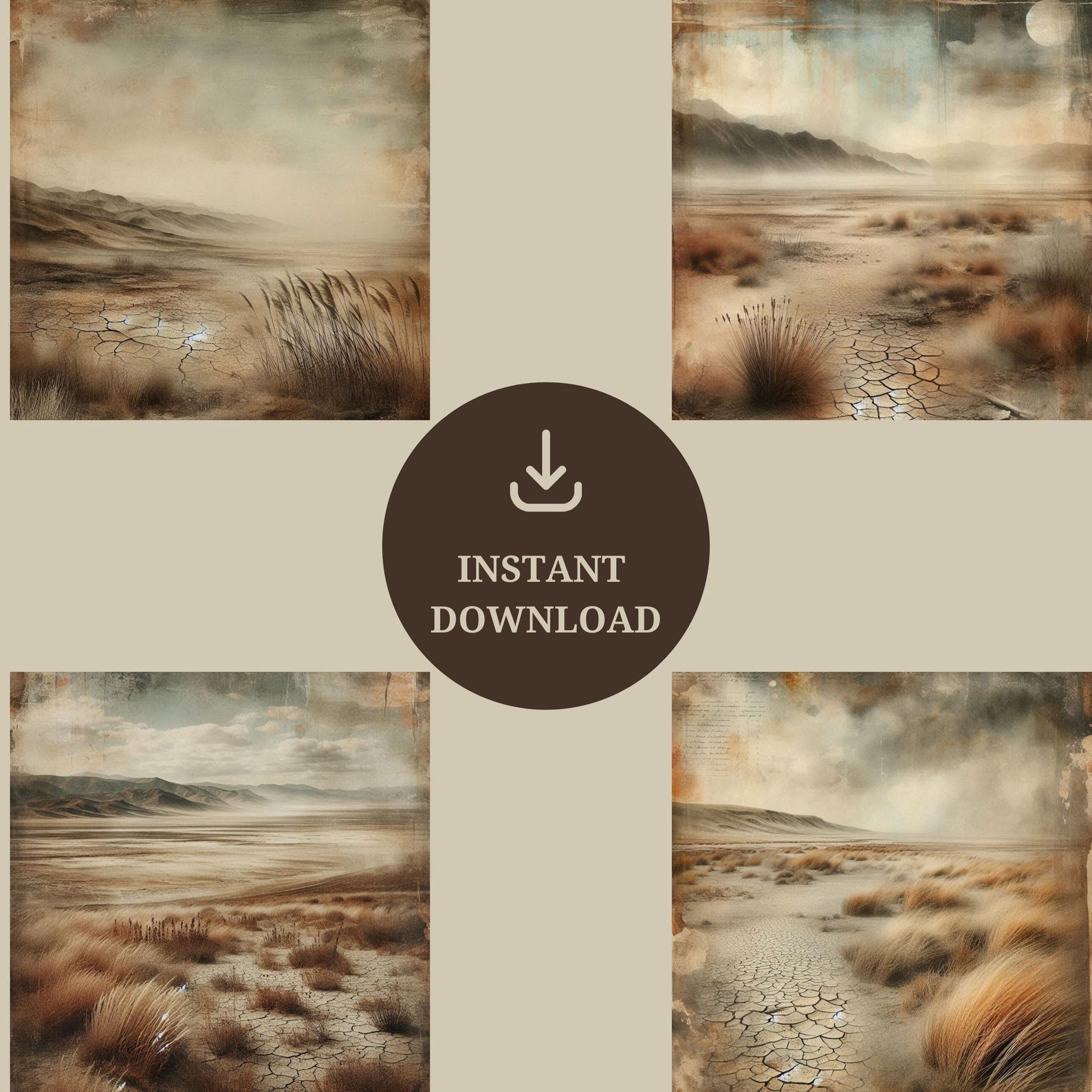 Desolate Landscapes Digital Paper Pack for Crafts, Grunge Aesthetic ...