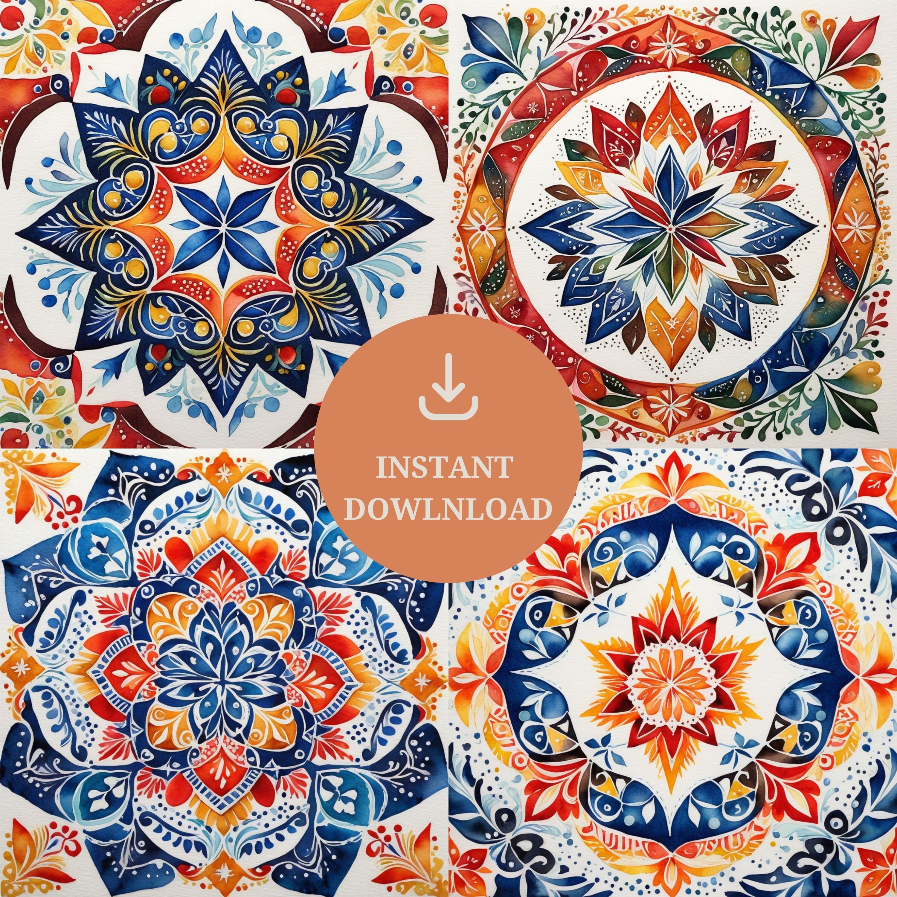 Primary Colours Nordic Folk Art Style Star Traditional Scandinavian ...