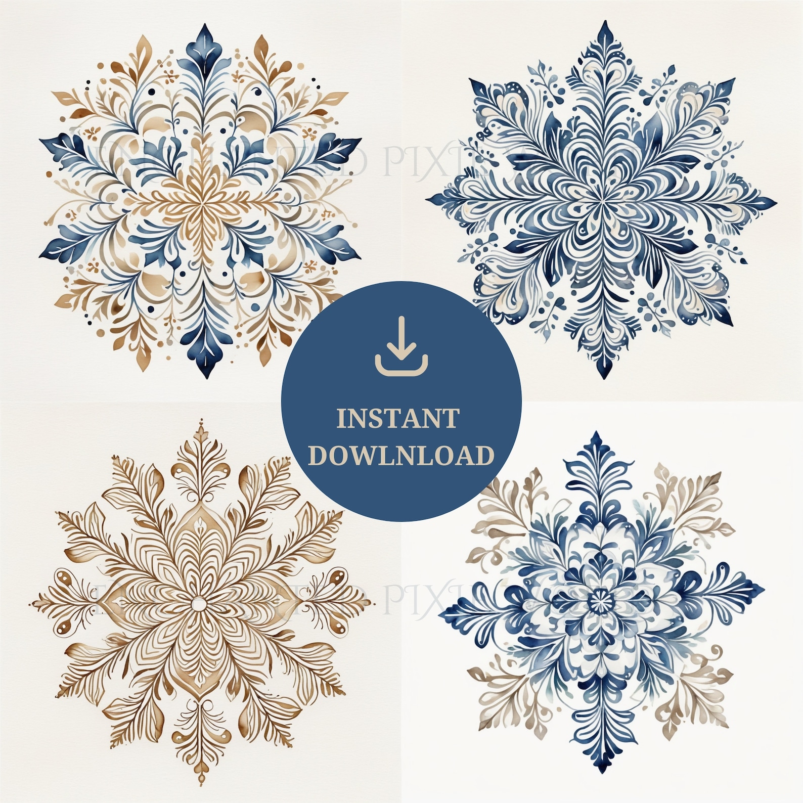 Scandinavian Style Traditional Snowflake Digital Paper Page Boho ...