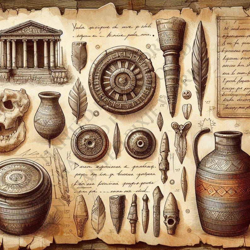 Ancient Roman Artifact Junk Journal Digital Papers | Archaeology Finds ...