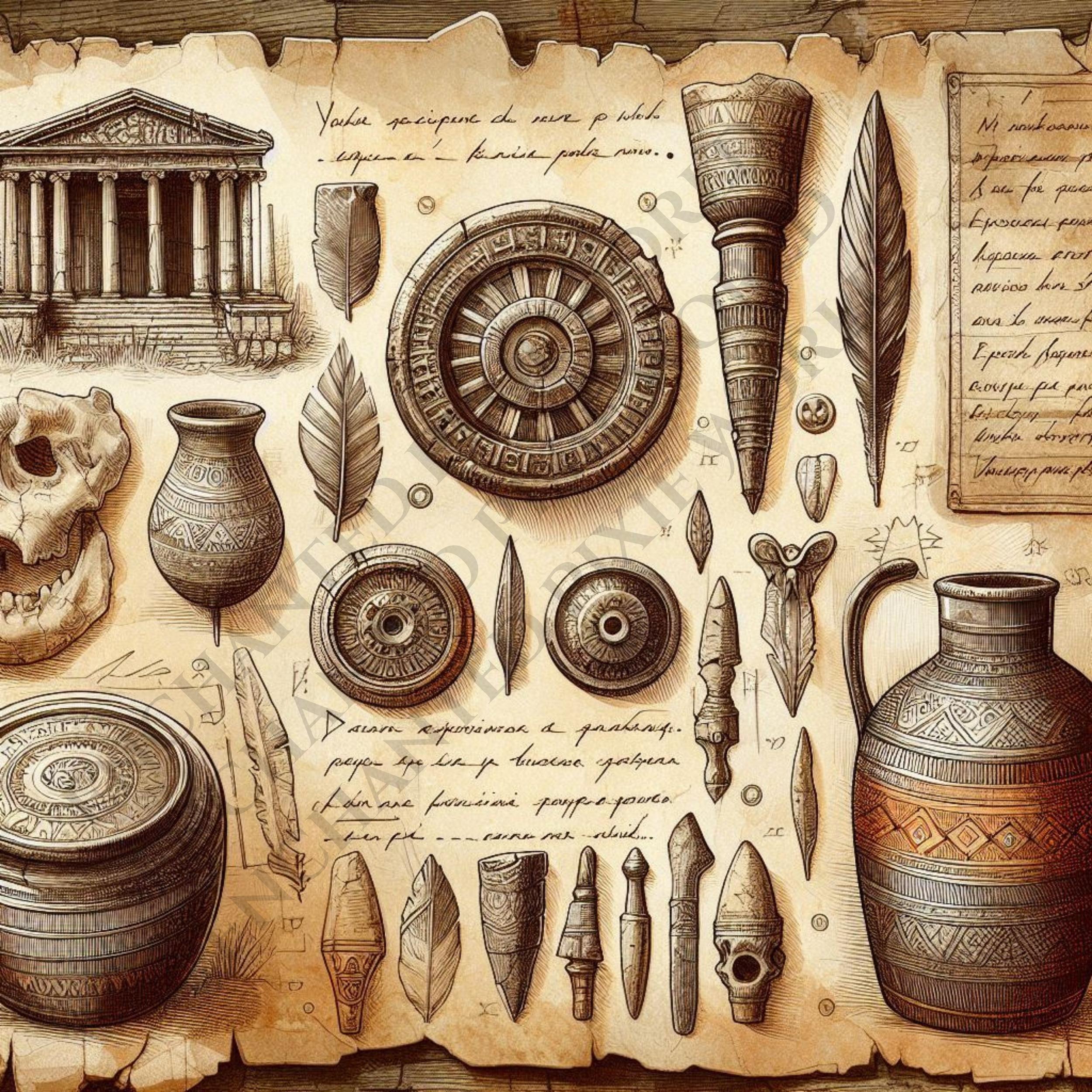 Ancient Roman Artifact Junk Journal Digital Papers | Archaeology Finds ...