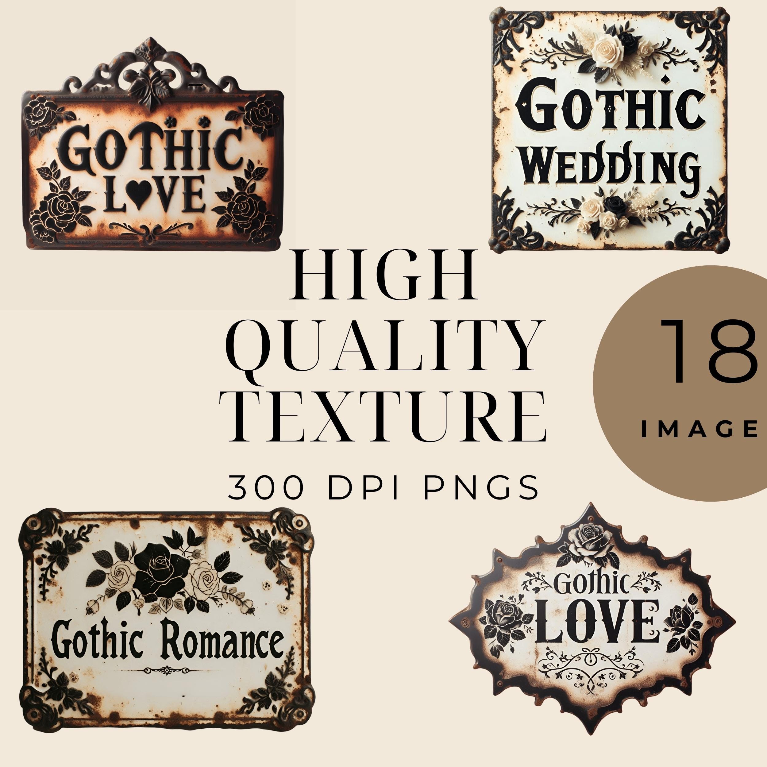 Rustic Gothic Signs Clipart | Vintage Shabby Chic Romance | Dark ...