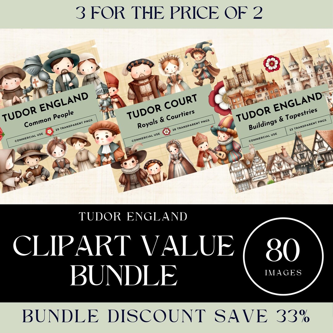 Tudor Clipart Mega Bundle – 80 Pngs of Royals, Courtiers, Commoners and ...