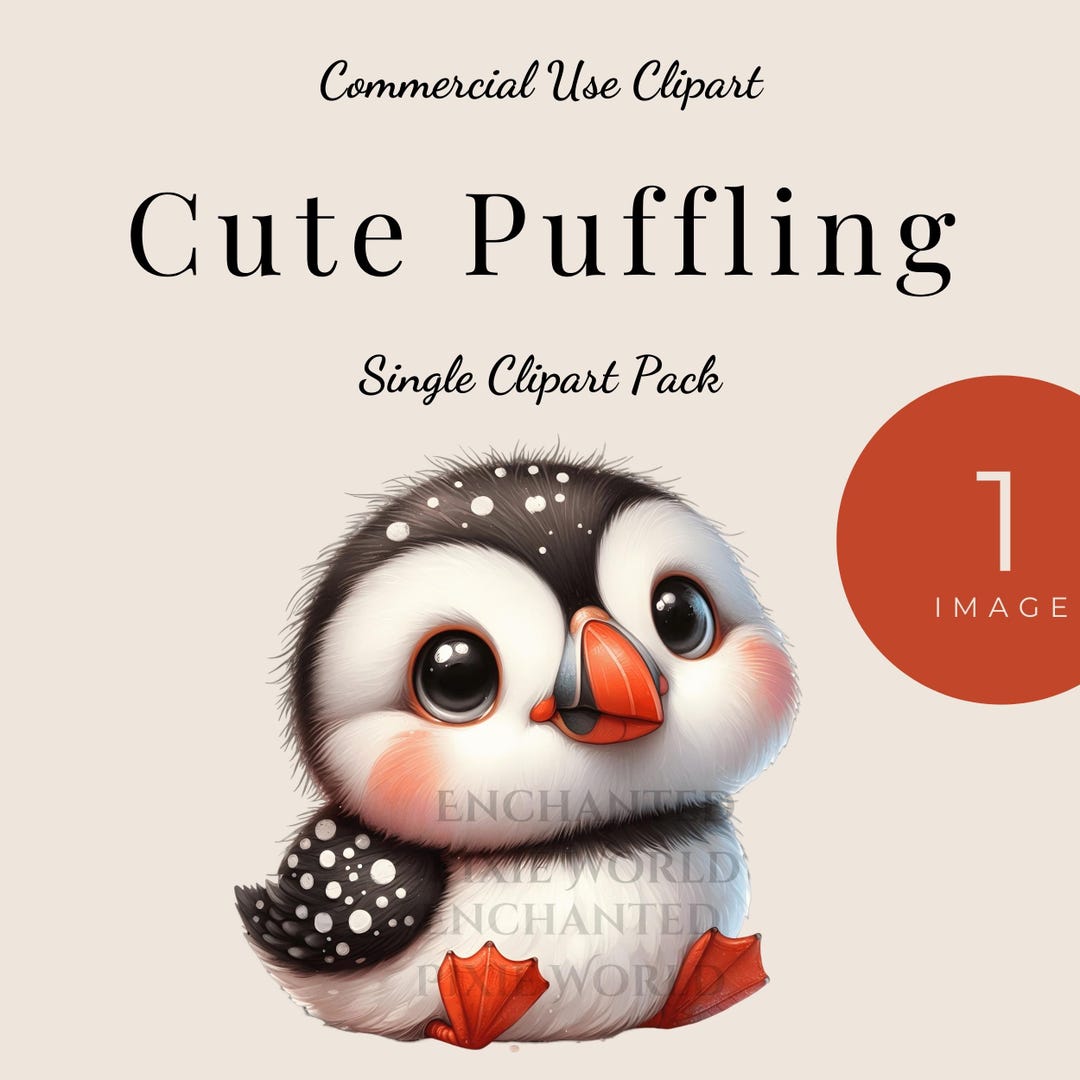 Cute Puffling Clipart – Adorable Baby Puffin Illustration, Perfect for ...