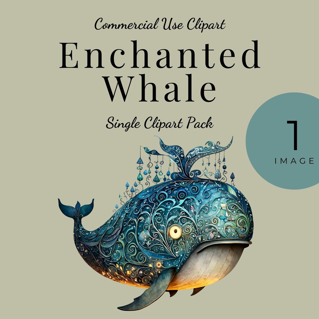 Enchanted Blue Whale Clipart Single Pack, Whimsical Fairy Tale ...